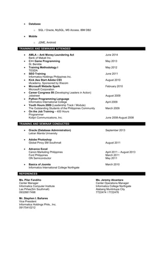 RESUME_JIOVANNEY EMMANUEL BUSTAMANTE2 | PDF | Computer Software and Applications | Computing