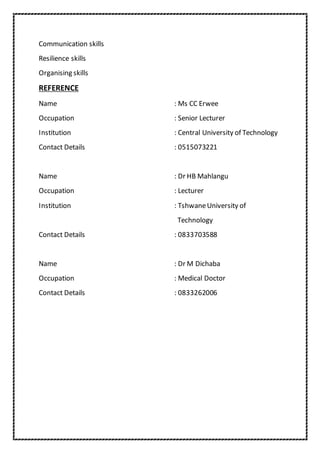 CV Teboho Ntsalong | DOCX