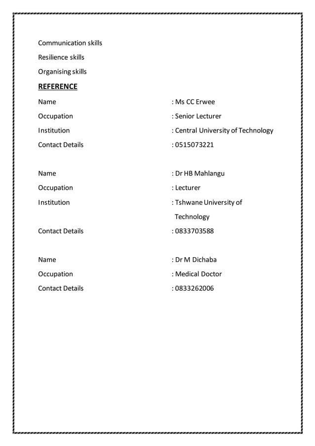 CV Teboho Ntsalong | PDF