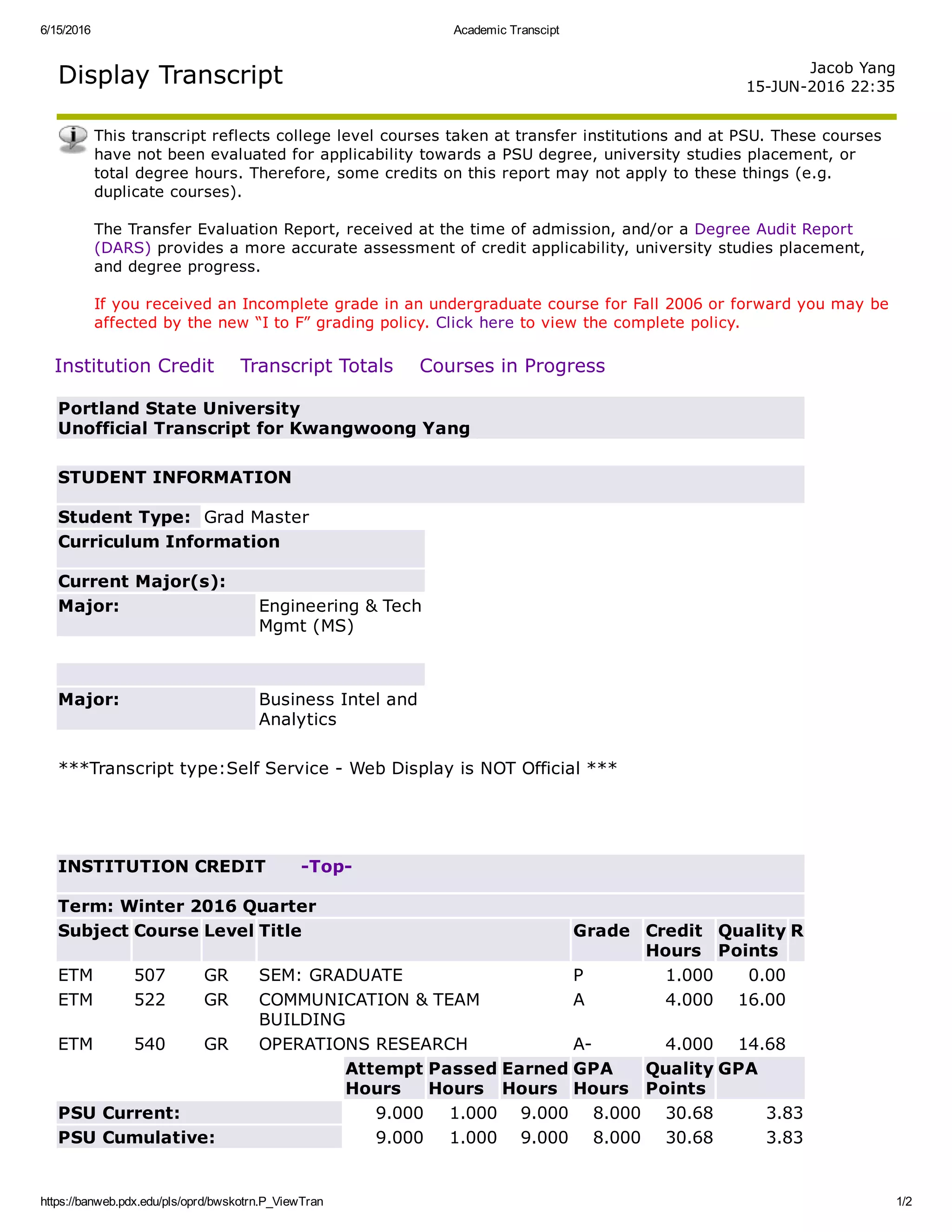 Academic_Transcript-2016-06 | PDF