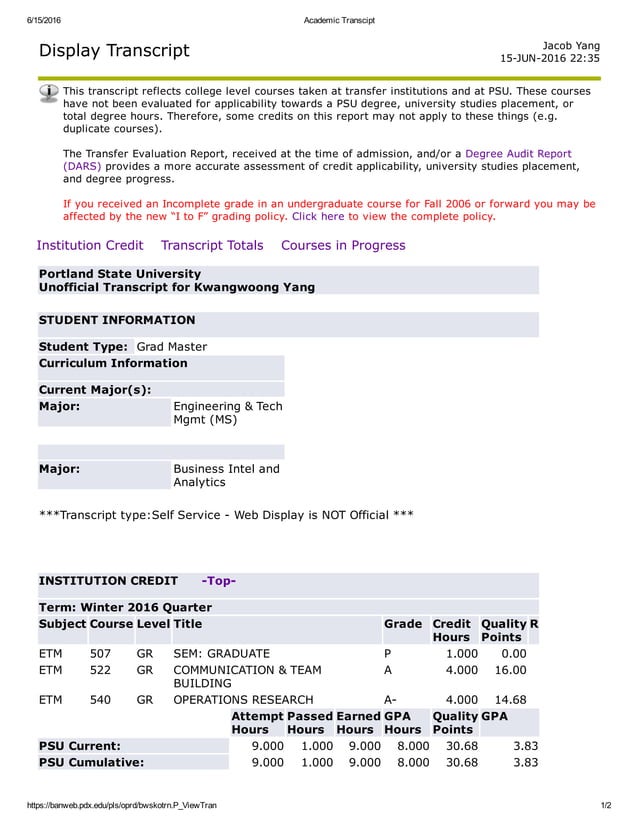 Academic_Transcript-2016-06 | PDF
