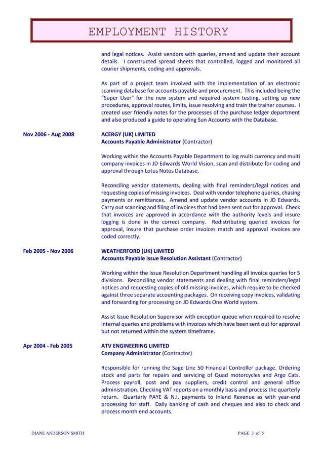 CV Diane Smith - Oct 15 | PDF