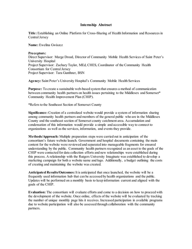 FINAL Internship Abstract | PDF