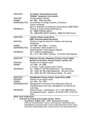 Final Curriculum Vita Newest 20th November 2016e | PDF