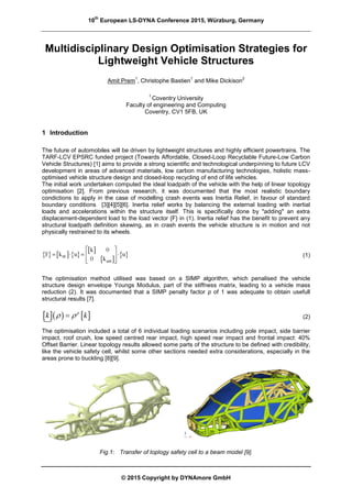 Multidisciplinary Design Optimisation Strategies for Lightweight Vehicle Structures_Final | PDF