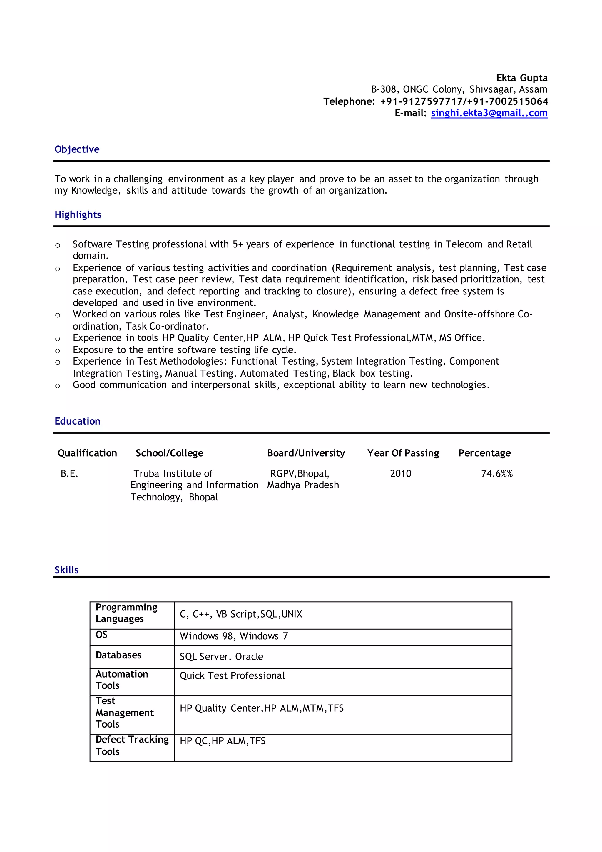 Ekta Gupta - CV | PDF