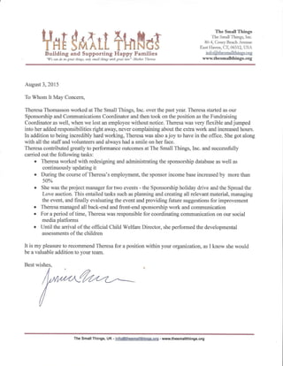 Recommendation letter, The Small Things Inc | PDF