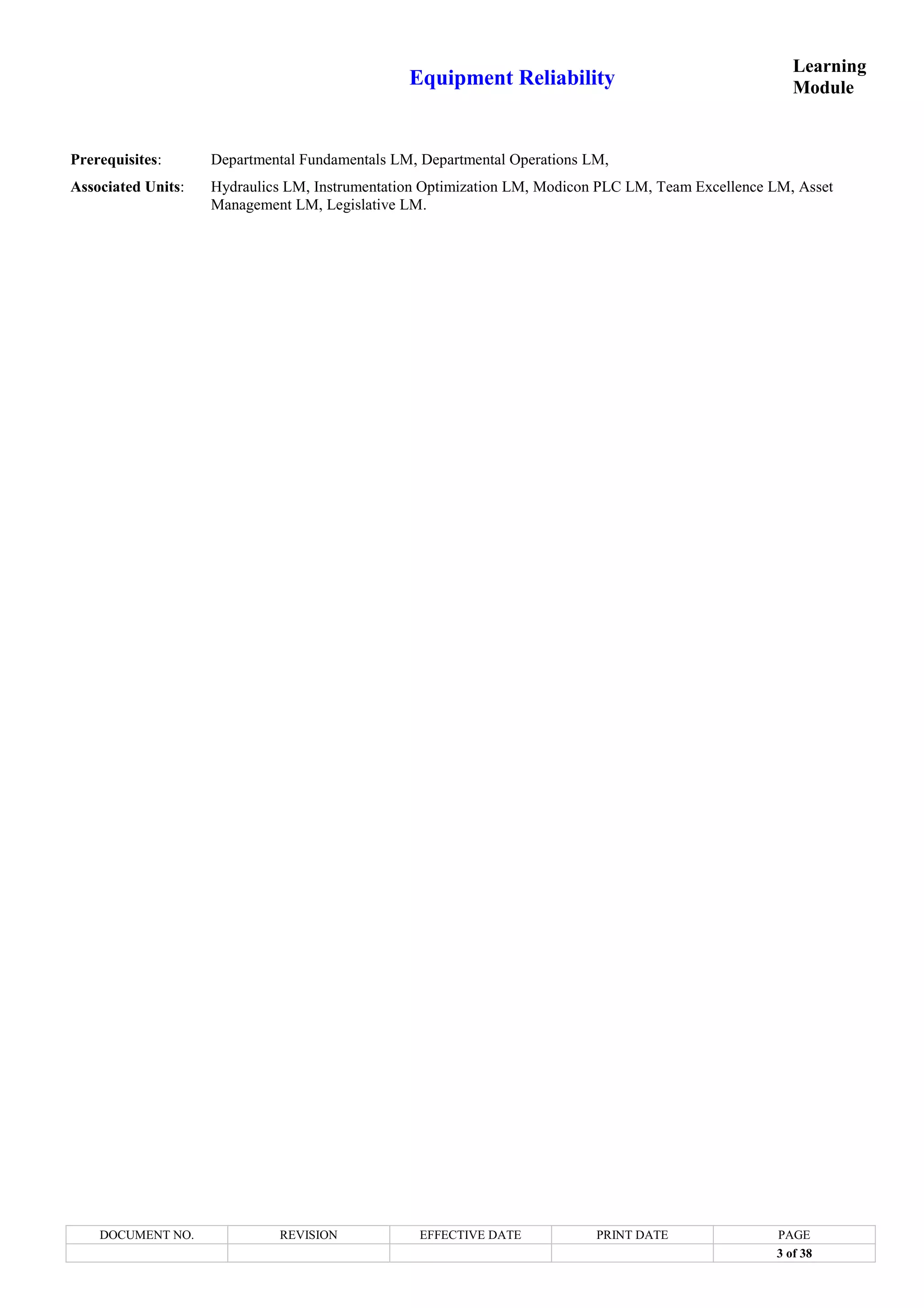 Equipment Reliability | PDF