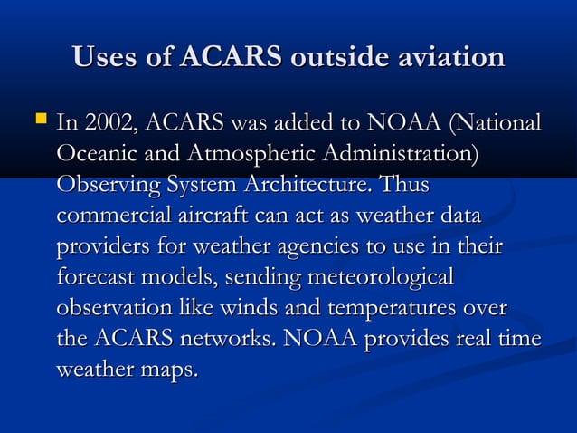 ACARS | PPT | Aviation Industry | Industries