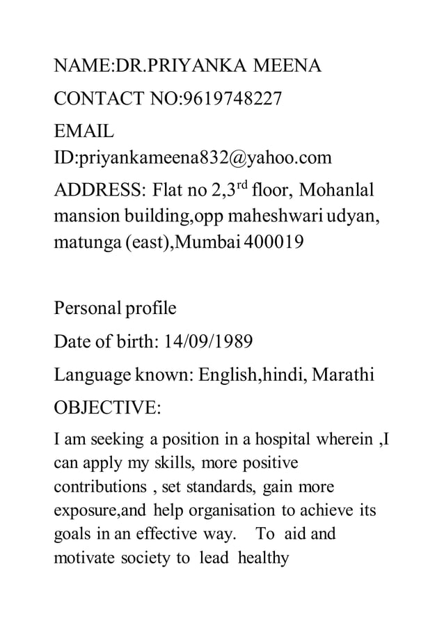 curriculum vitae dr.priyanka meena | DOCX