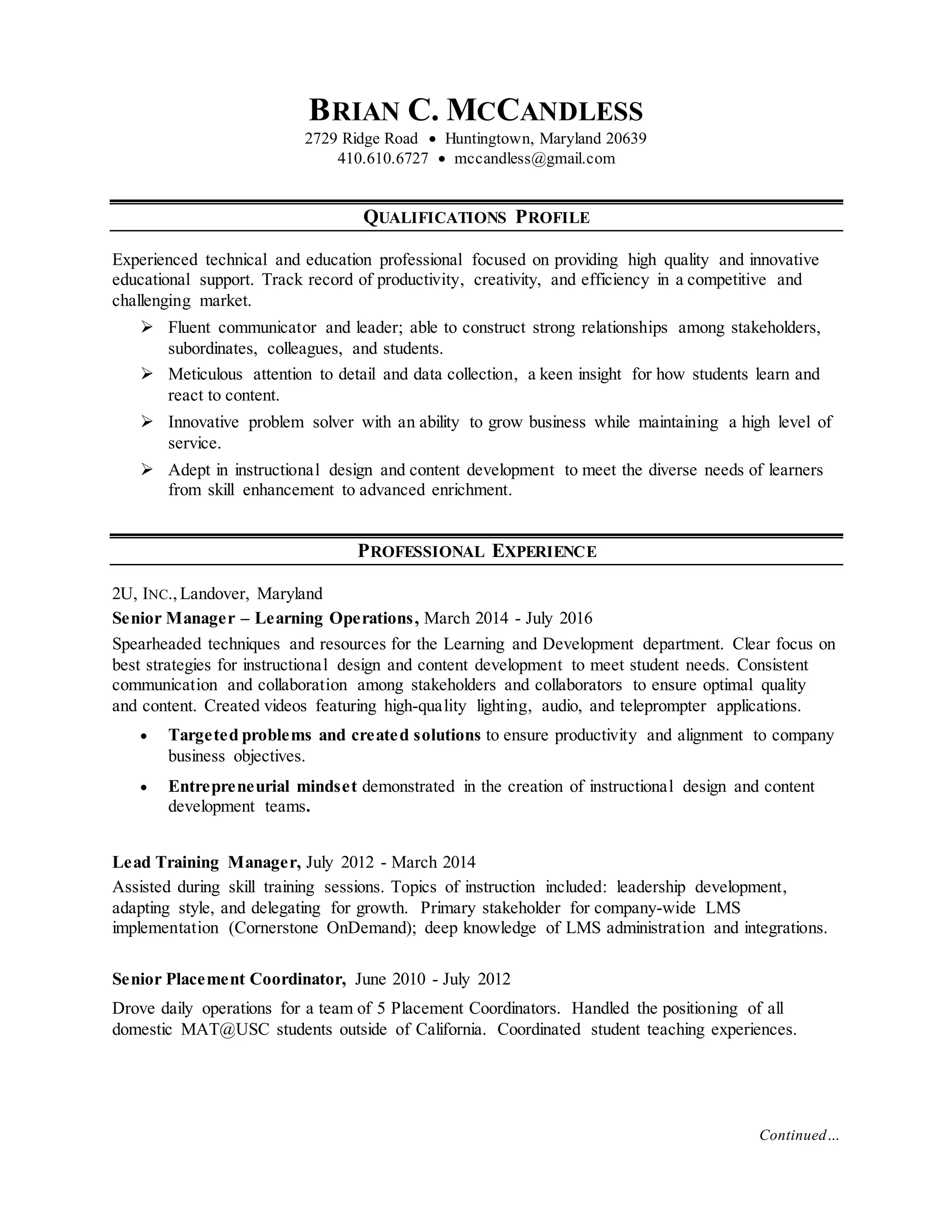 Brian-McCandless-Resume-January 2017 | PDF