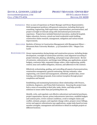 Dave Goshorn - Resume | PDF