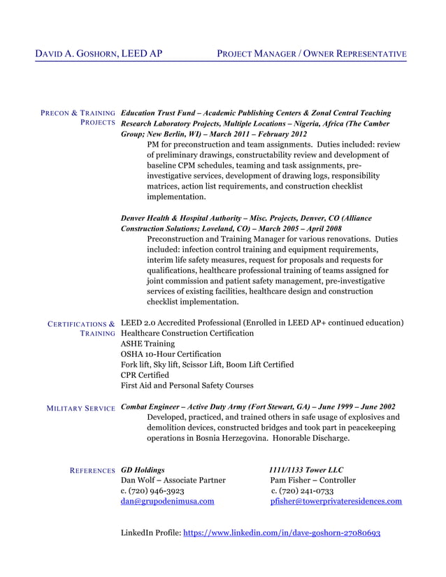 Dave Goshorn - Resume | PDF