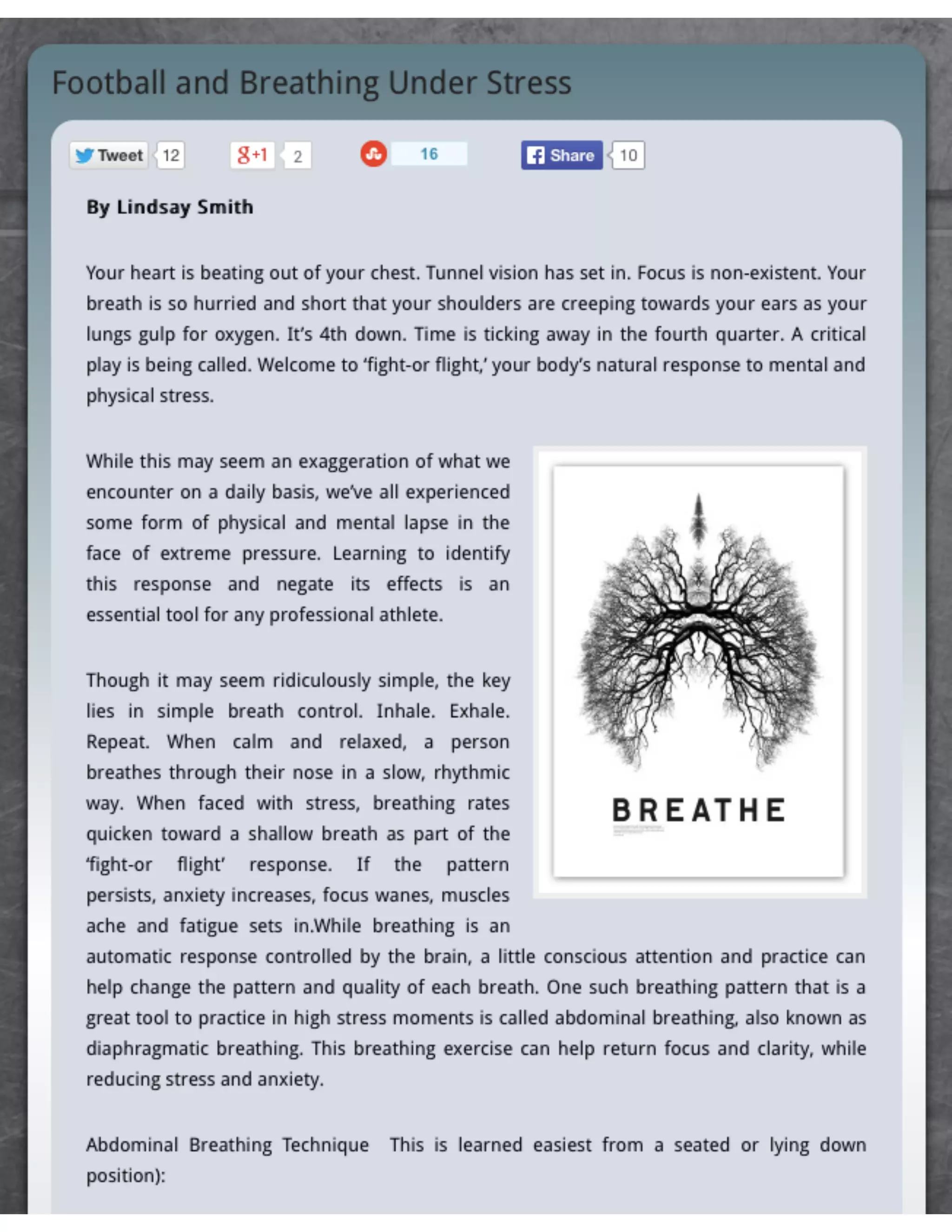 Football & Breathing Under Stress | PDF