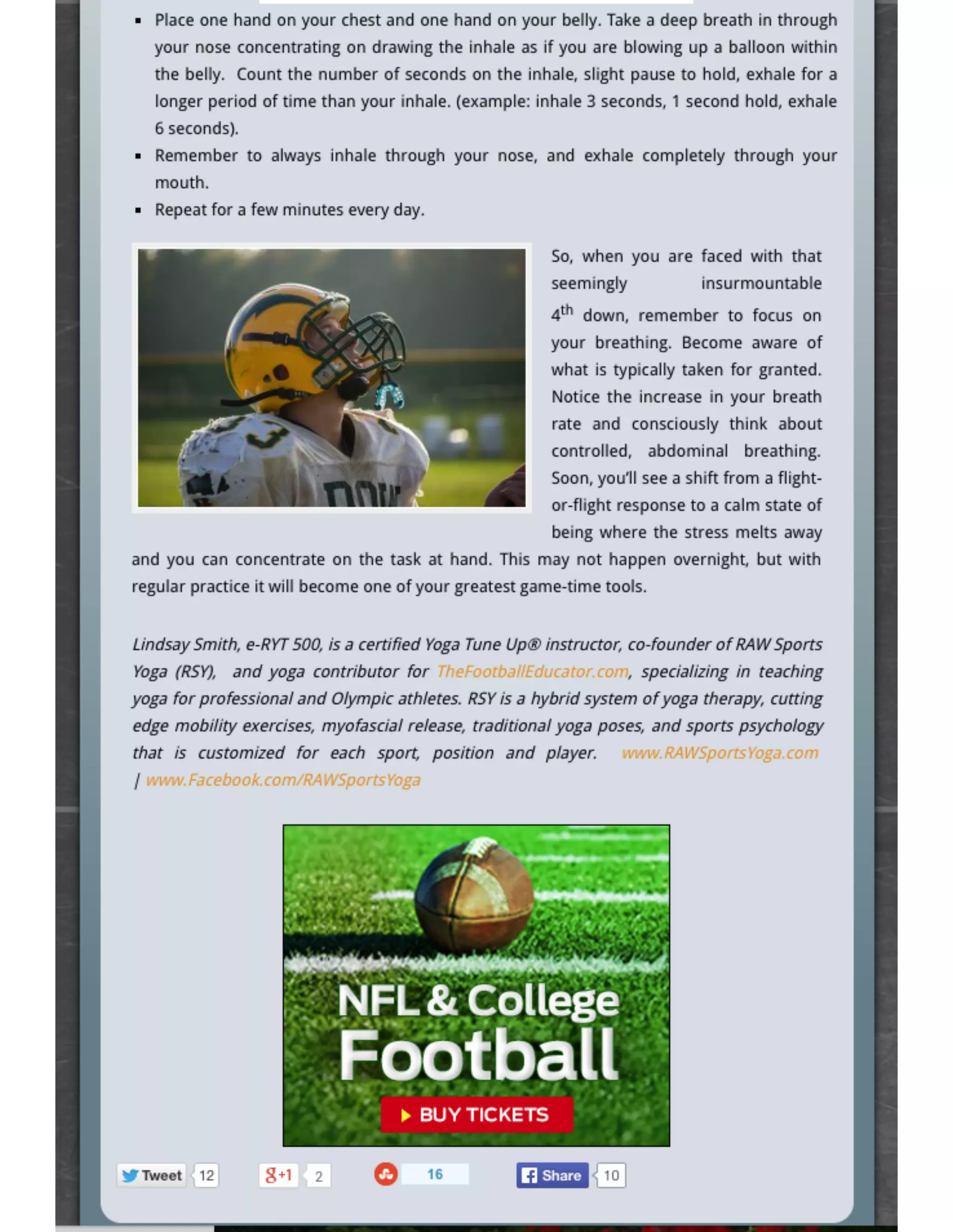Football & Breathing Under Stress | PDF