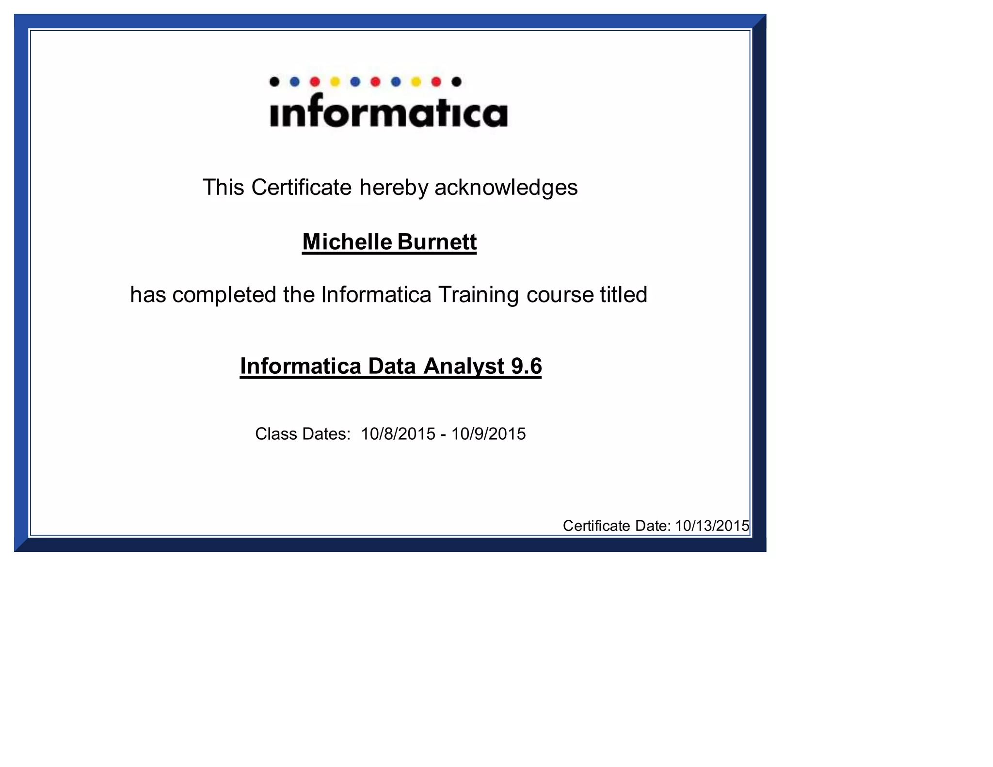 Informatica Certificate | DOCX