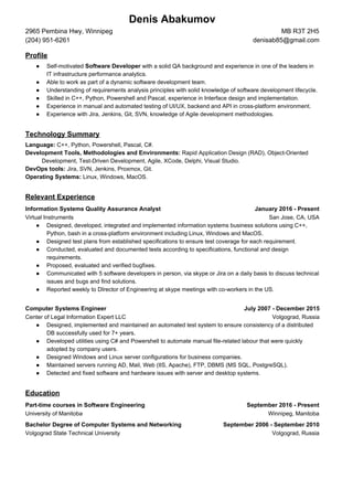 Denis Abakumov - Software Developer | PDF