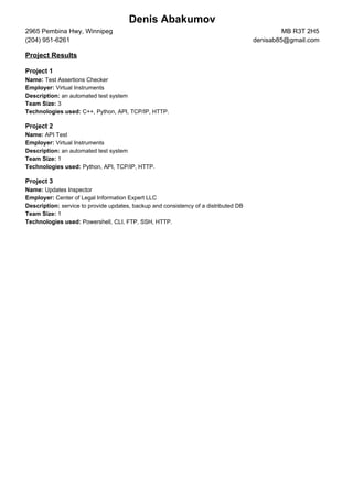 Denis Abakumov - Software Developer | PDF