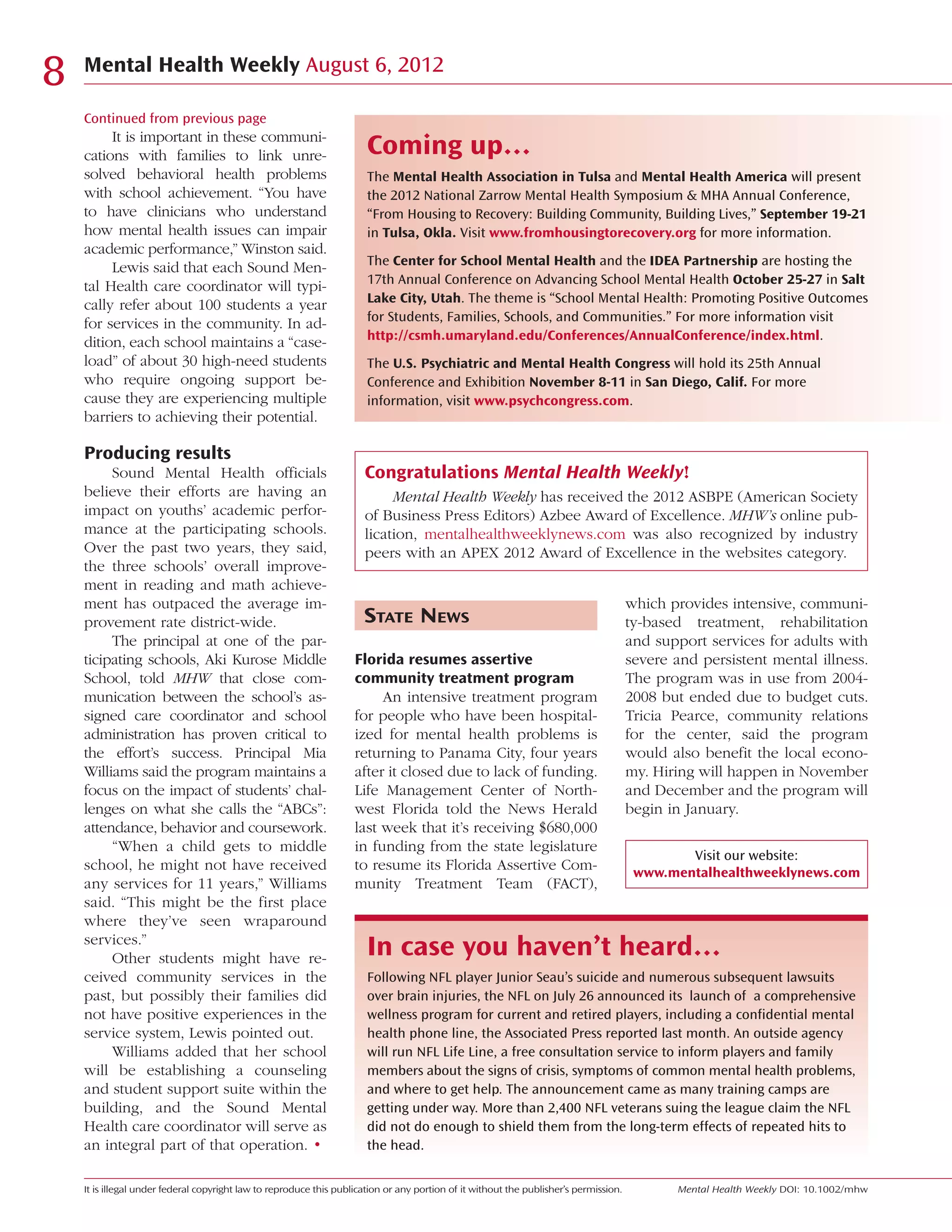 Mental Health Weekly Digest | PDF