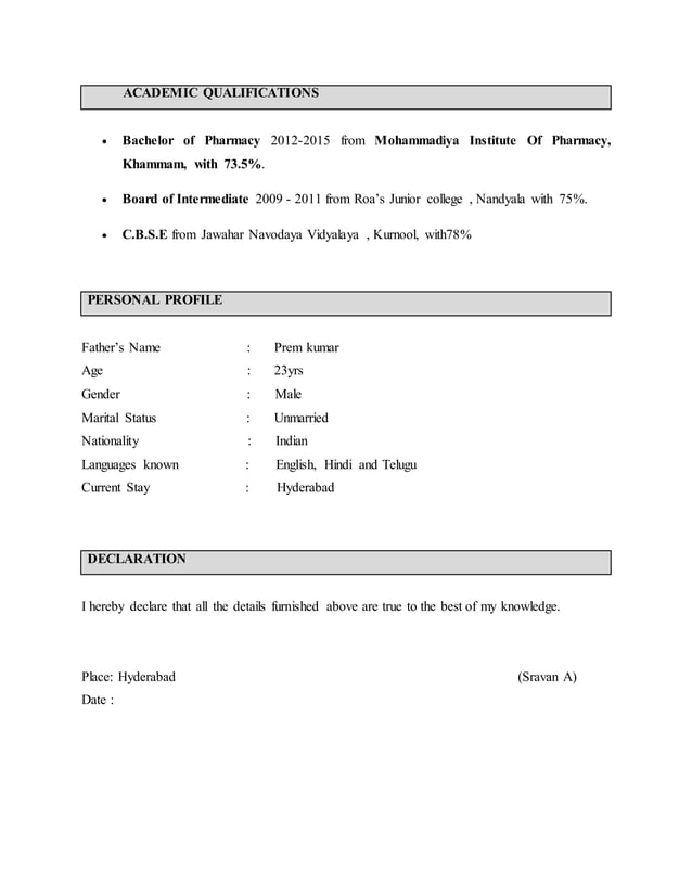 SRAVAN RESUME | PDF