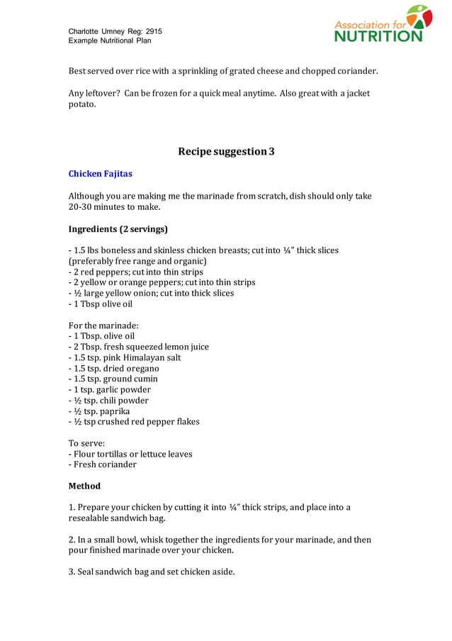 Meal plan example | PDF