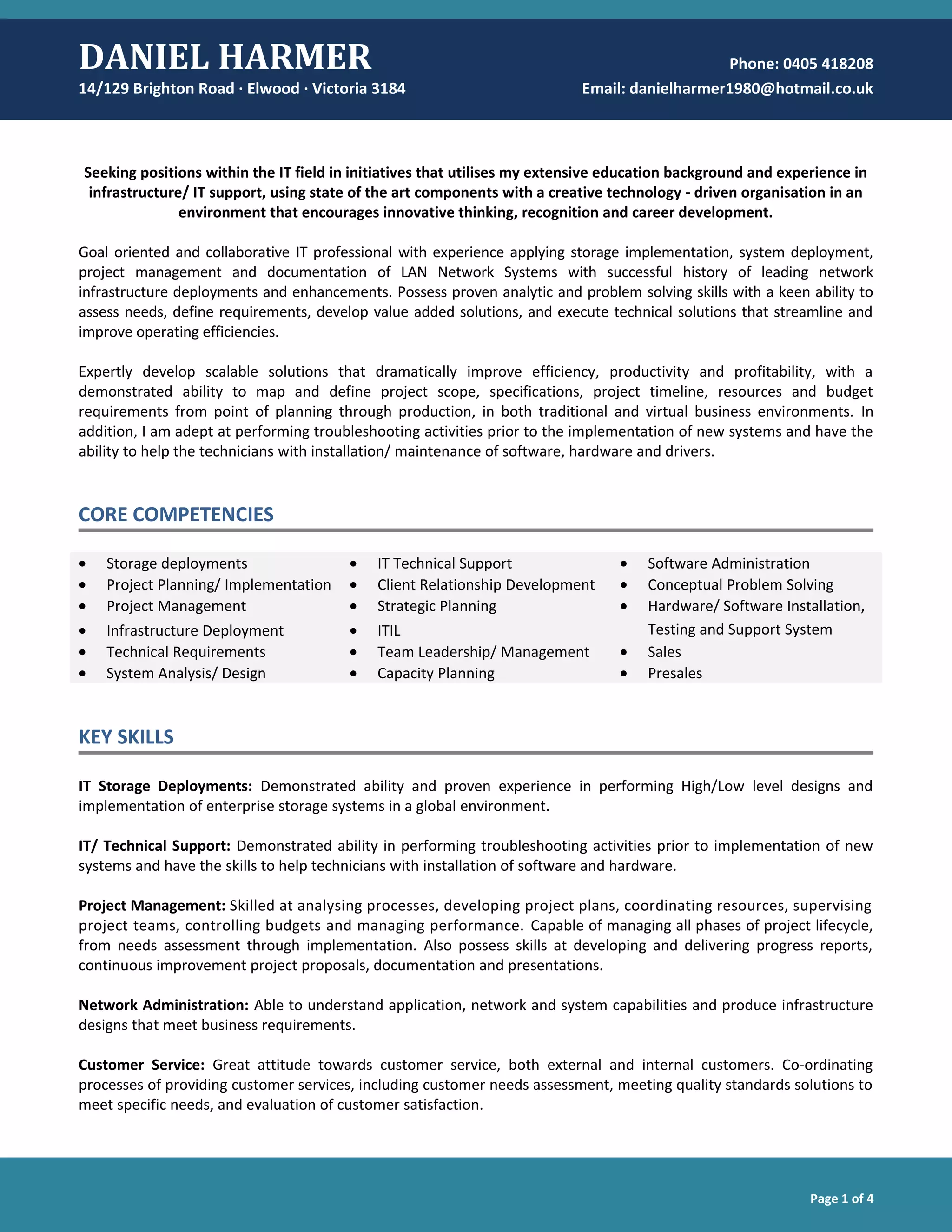 Daniel Harmer Resume | DOC | IT and Internet Support | Internet