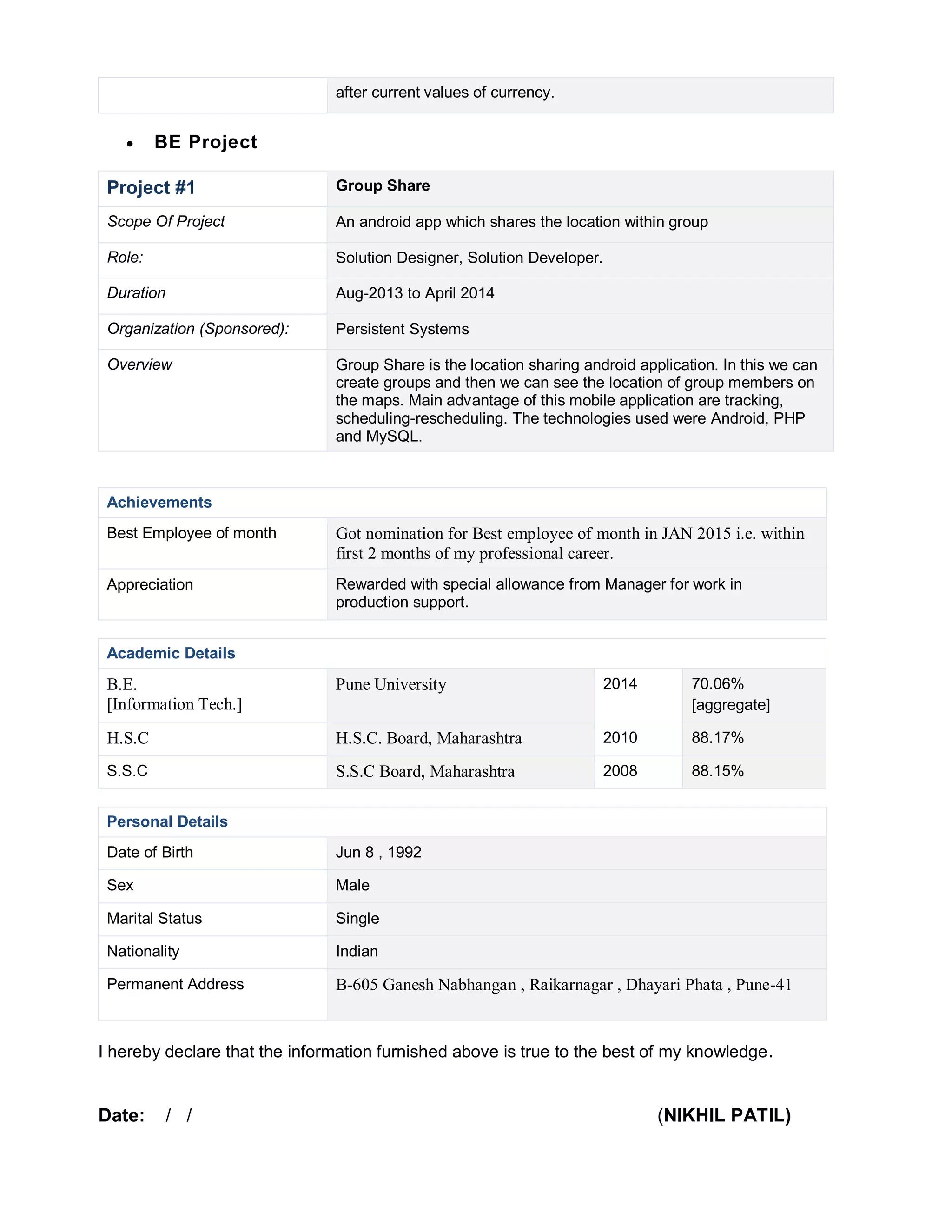 Resume | PDF | Databases | Computer Software and Applications