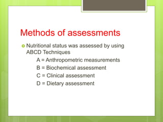 nutritional assessment including nutrition therapy | PPTX