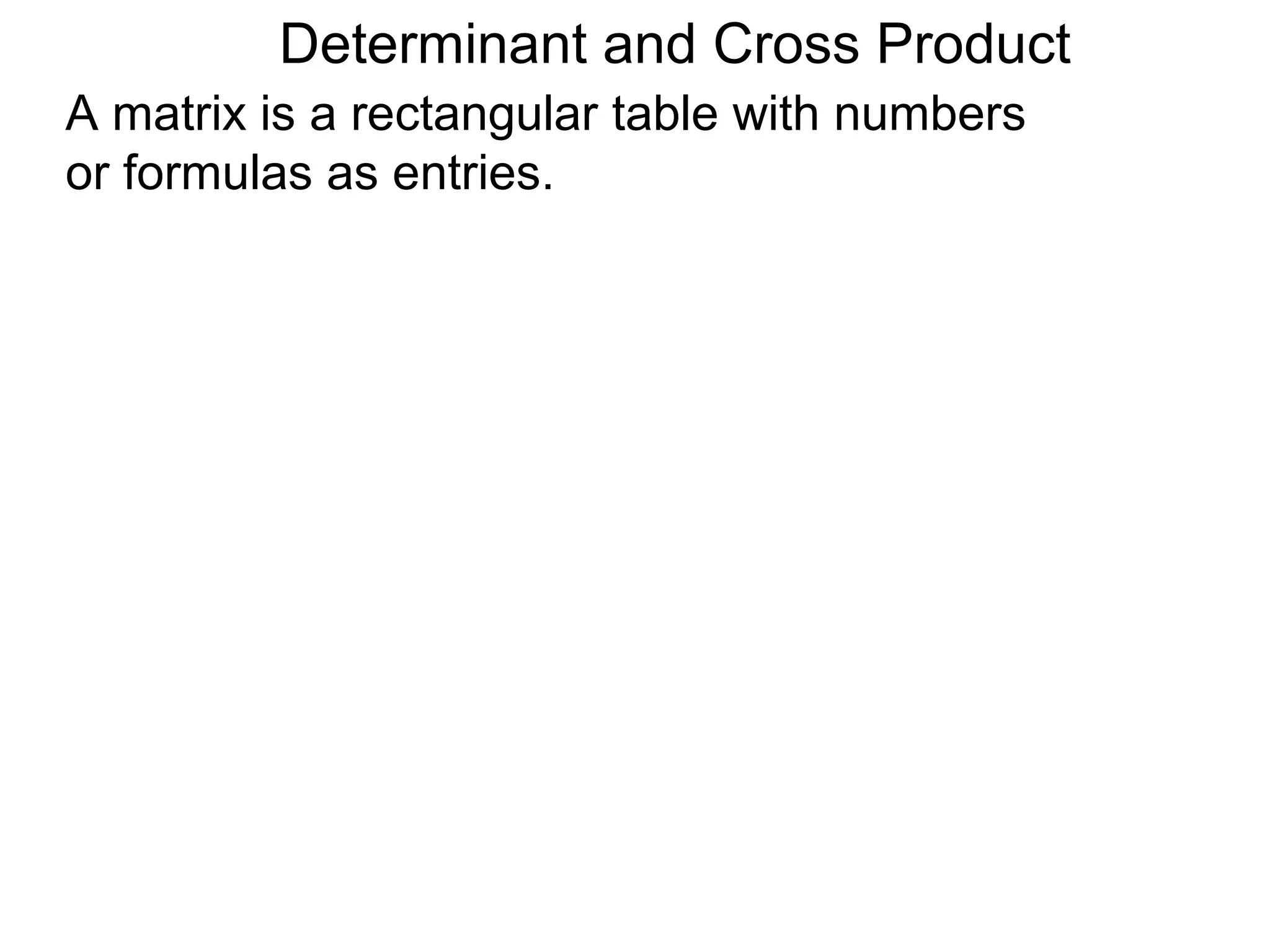 9 Determinant And Cross Product Ppt