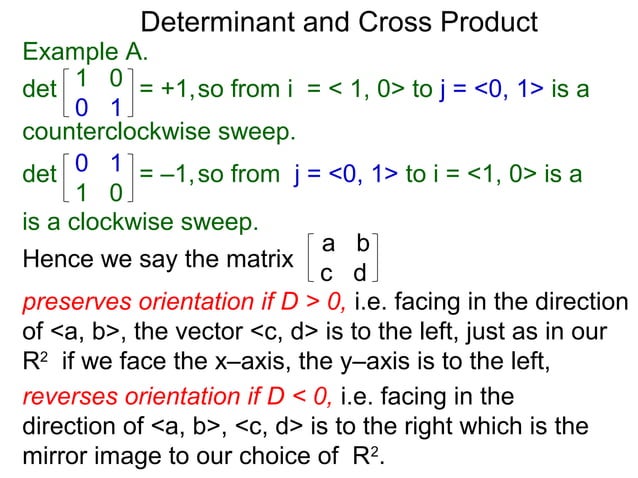 9 Determinant And Cross Product Ppt