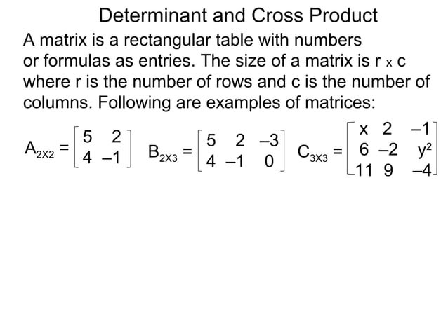 9 Determinant And Cross Product Ppt