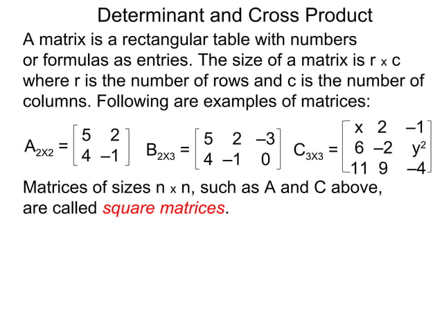 9 determinant and cross product | PPT