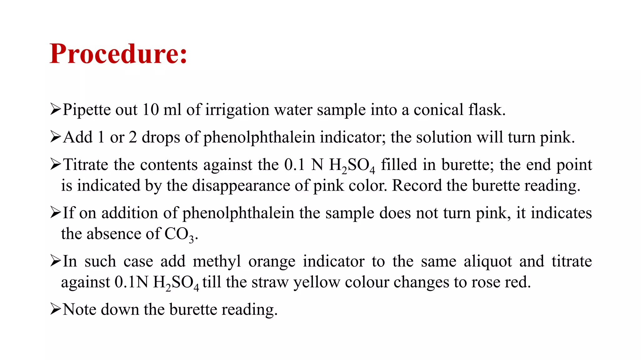 Determination of carbonates and bicarbonates in water sample | PDF