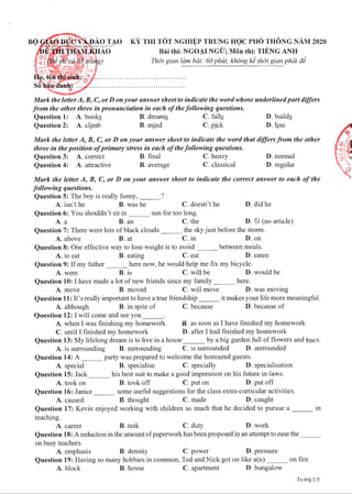 9de thi tham_khao_tn_thpt_2020_tieng_anh_kwsi | PDF | Educational ...