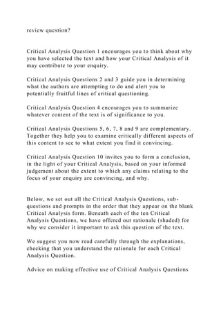 9Developing a Critical Analysis of a TextKeywordsCriti | DOCX