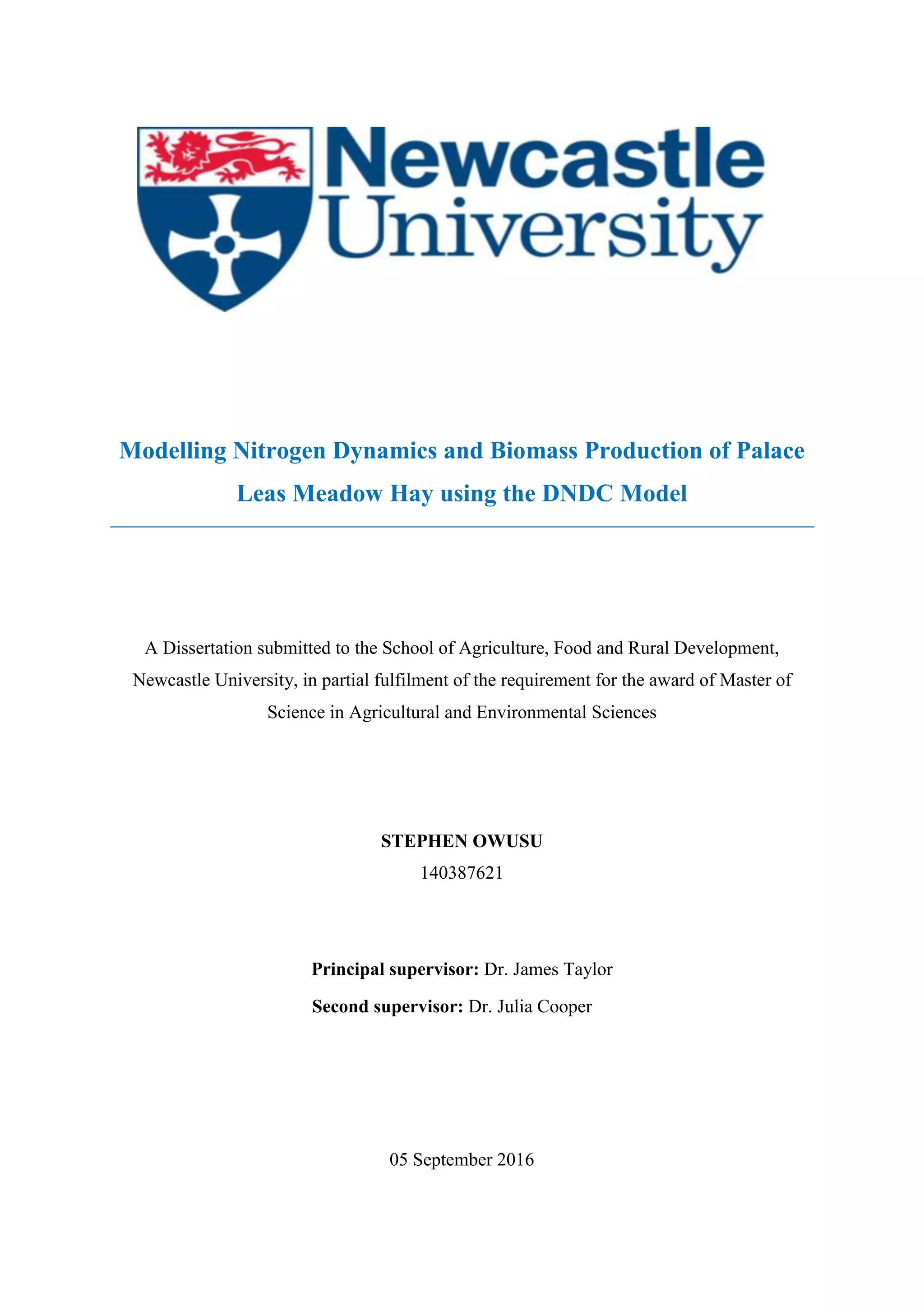 MSc Preliminary -Title Page | PDF