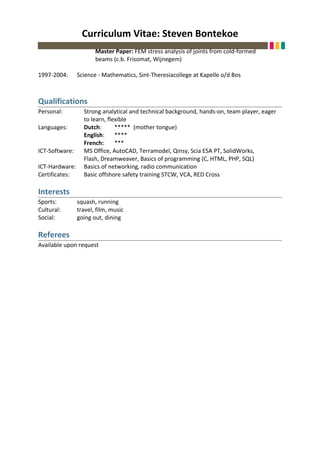 CV - Steven Bontekoe | DOC