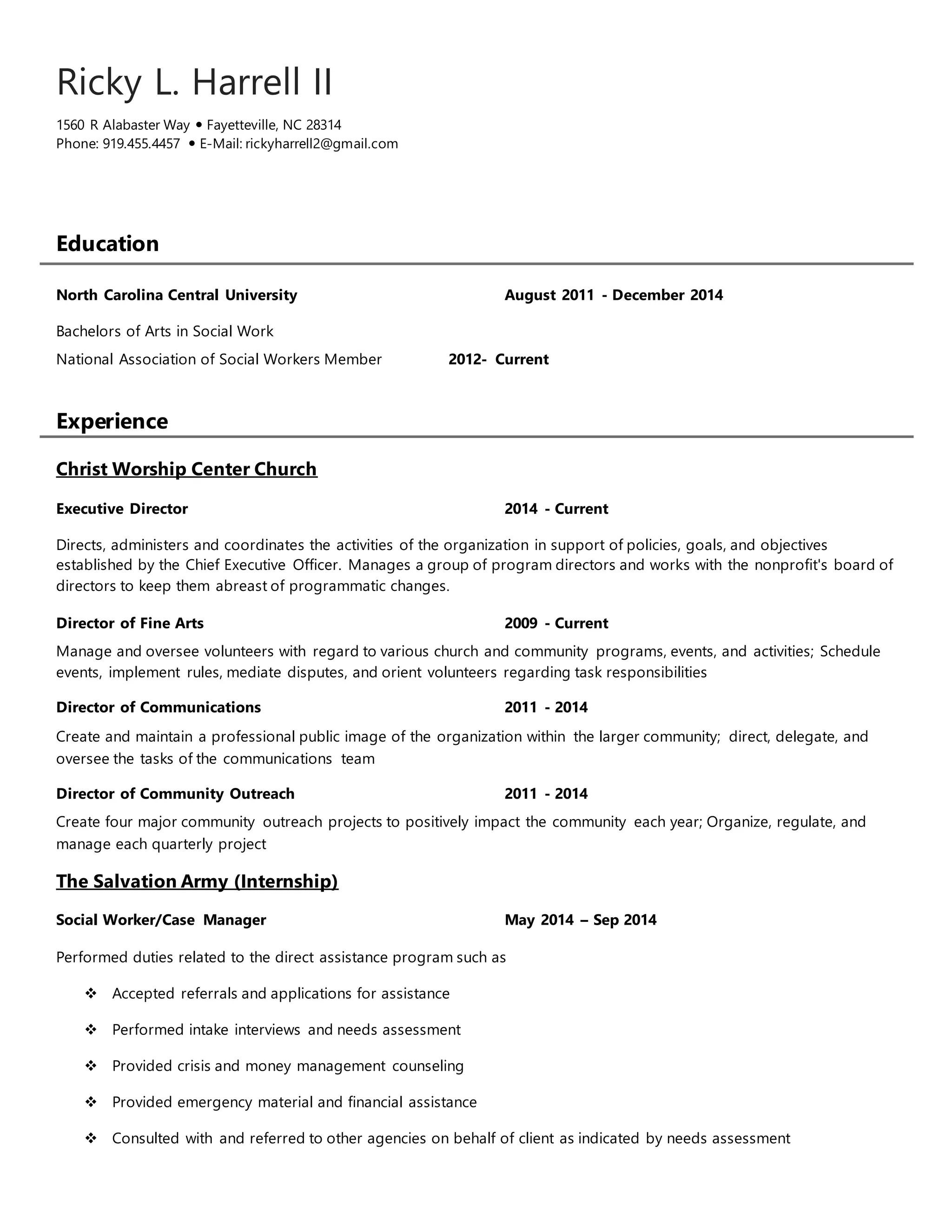 Ricky Harrell's Resume | DOCX