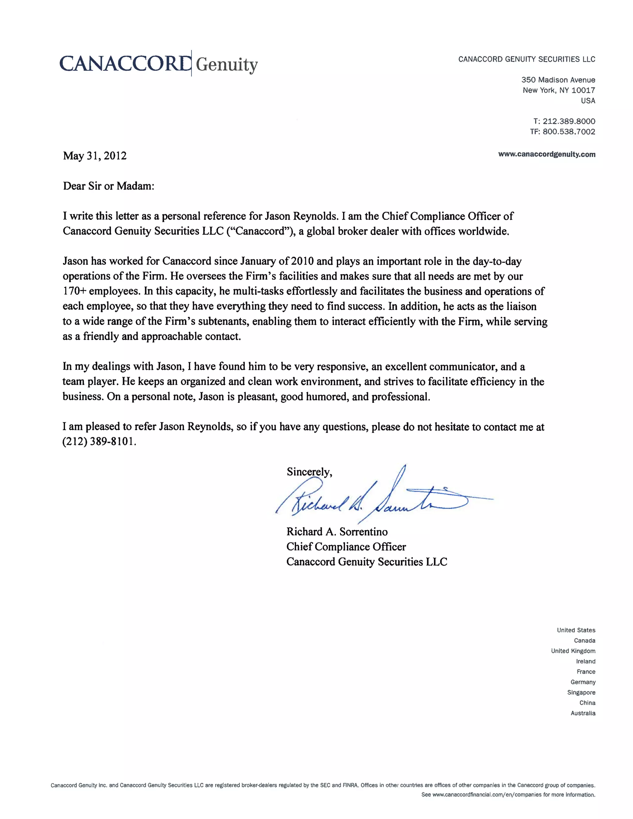 Rec. Letter From CCO | PDF