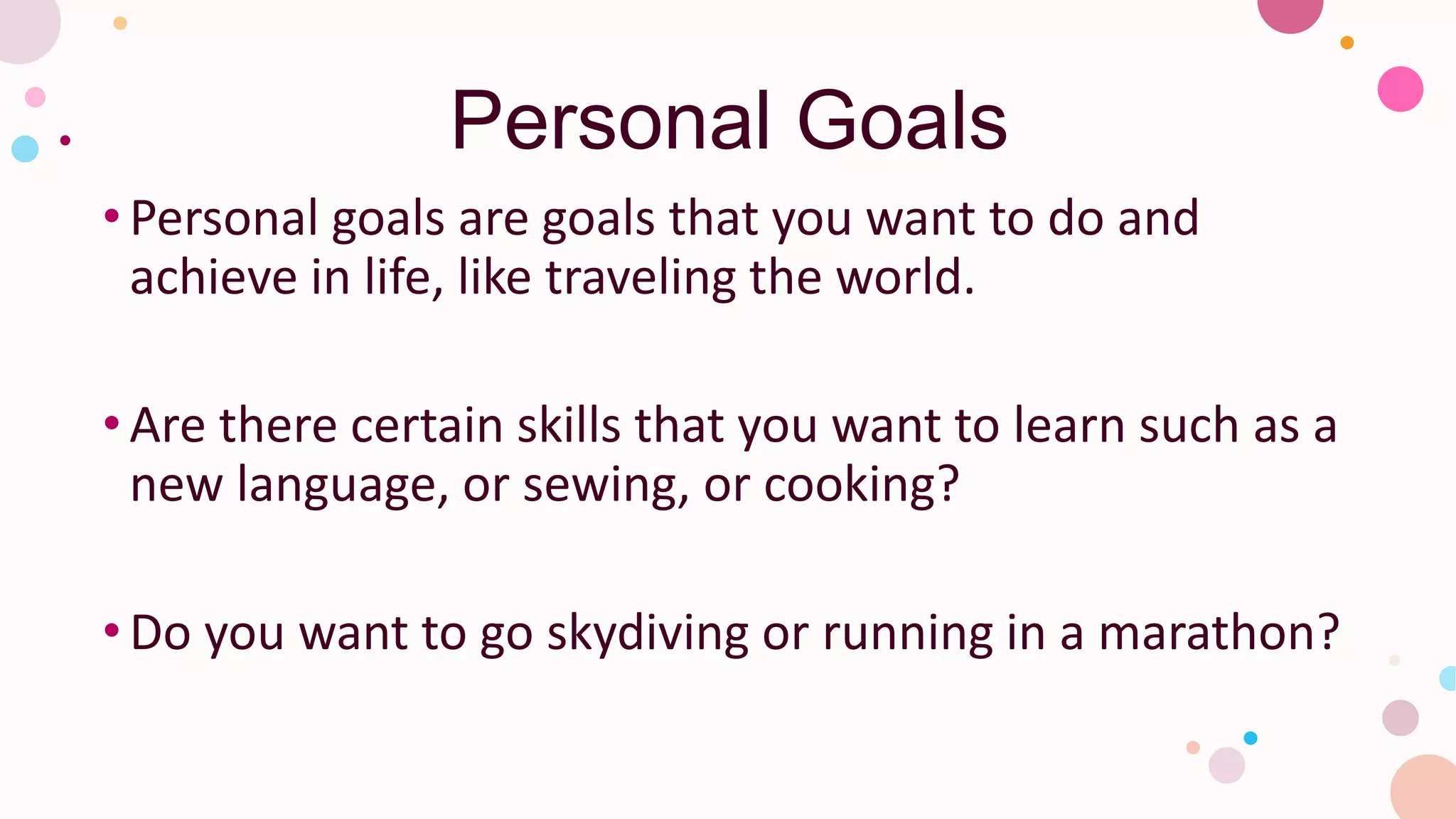 9 different types of goals you should set | PPTX