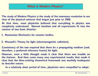 physics class notes for modern physics part 1 | PDF