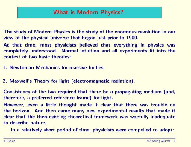 physics class notes for modern physics part 1 | PPT