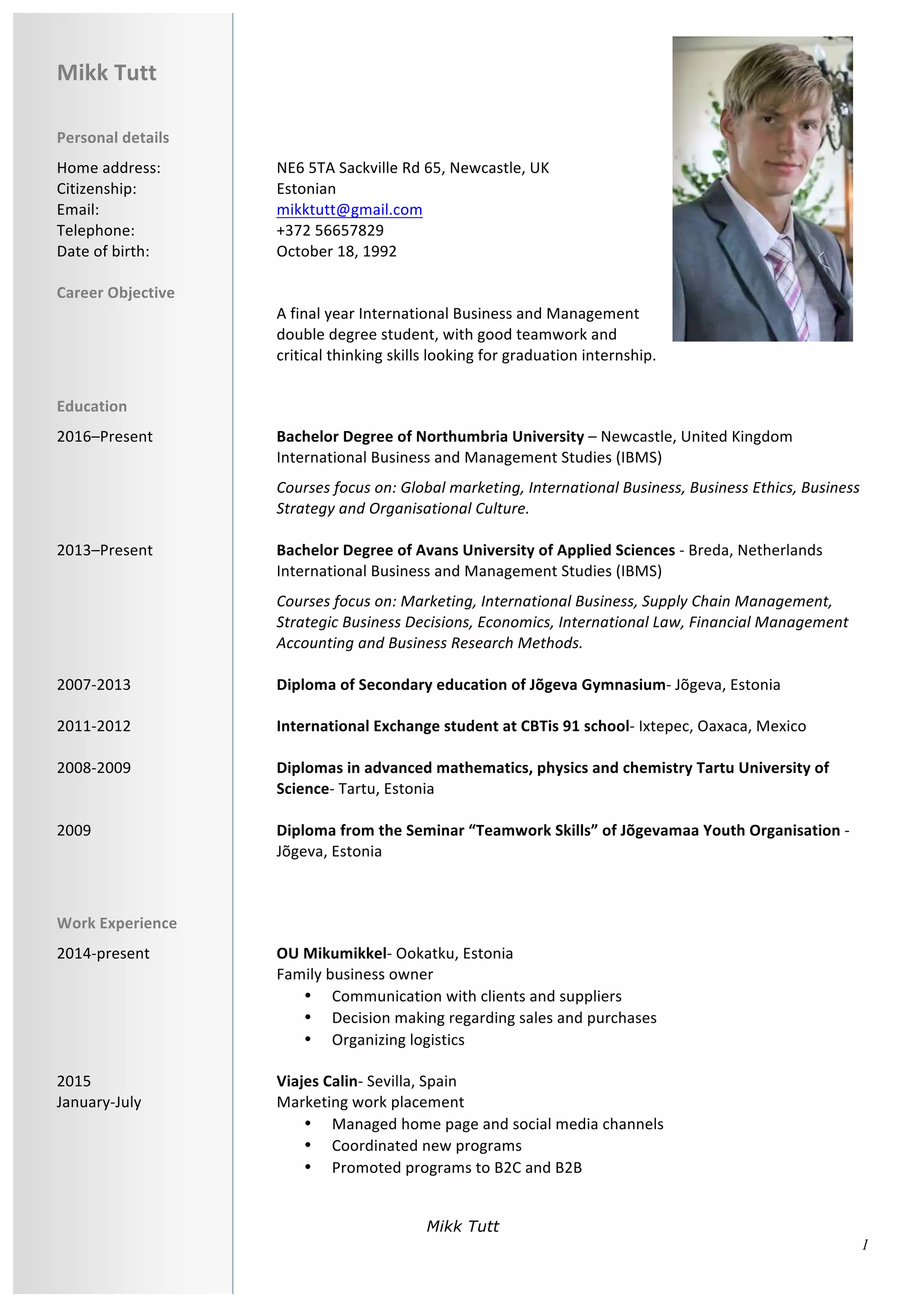 Mikk Tutt- CV | PDF