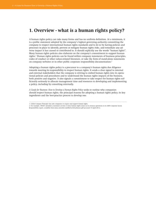 DevelopHumanRightsPolicy_ON BUSINESS AND HUMAN RIGHTS. | PDF