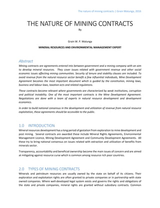 THE NATURE OF MINING CONTRACTS | PDF