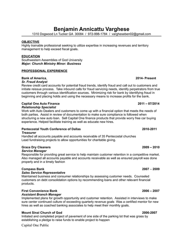 Benji Resume (1) completed | ODT | Business Banking & Finance | Business