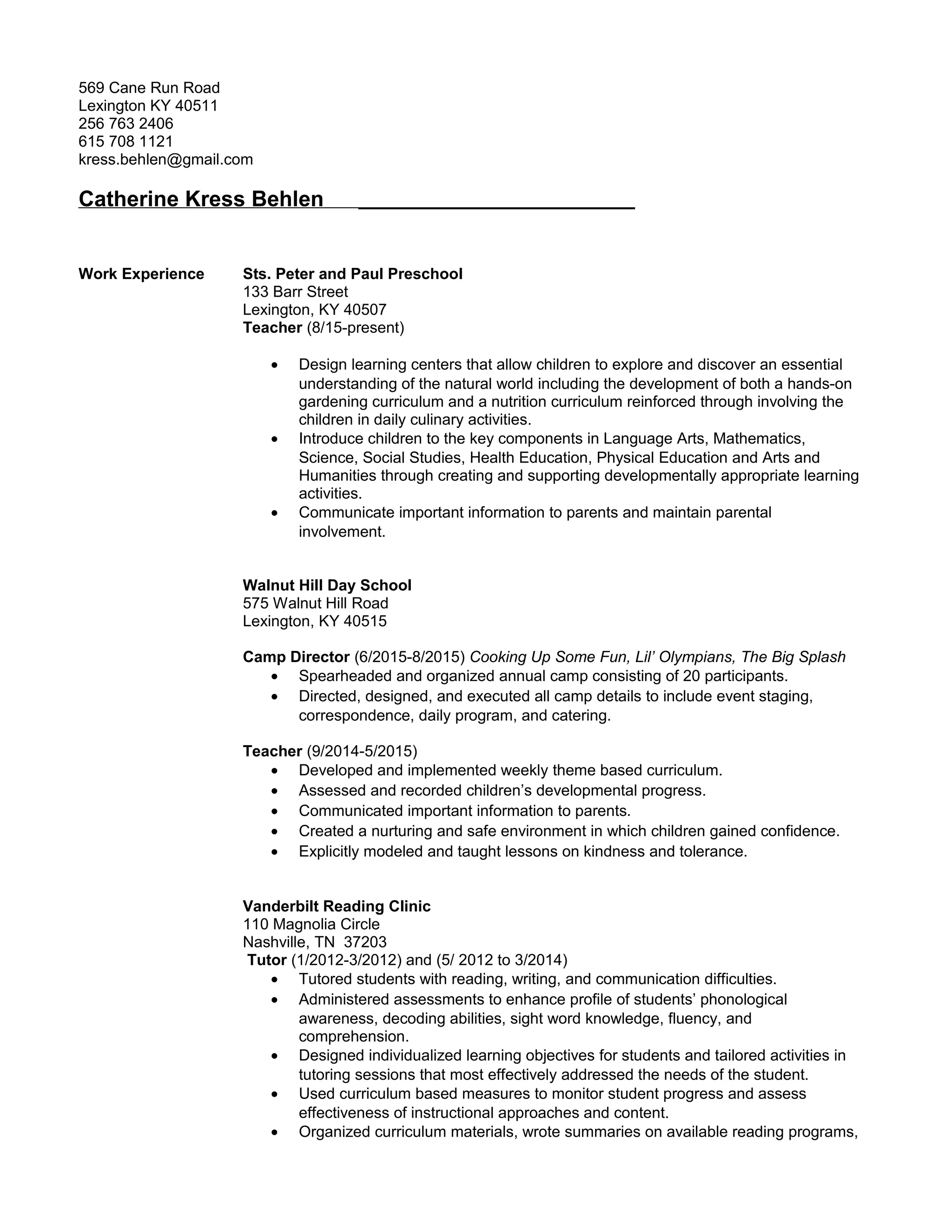 Kress Behen Resume 7 | DOC