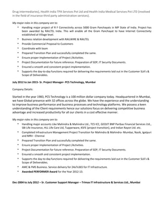 Bankat Resume 16th April 15 | DOC