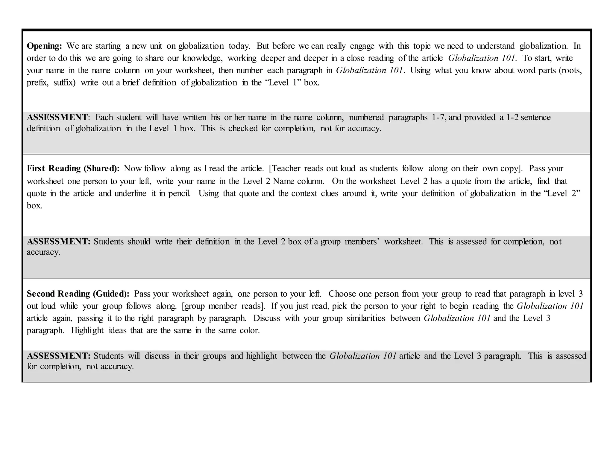 Lesson Plan Closed Reading Grade 9 | DOCX