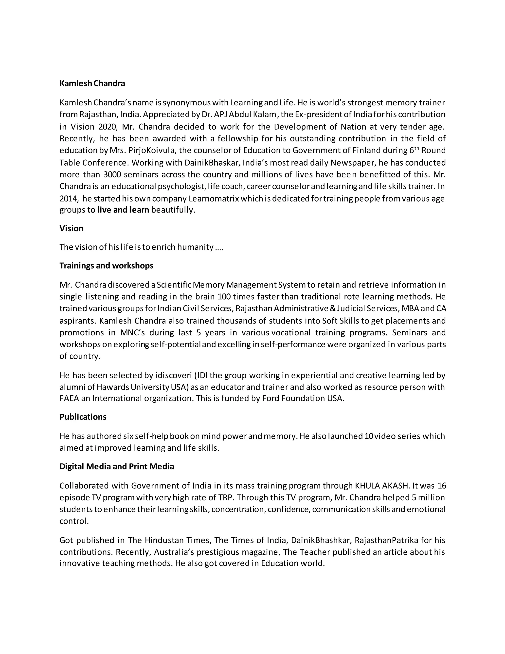 Kamlesh Chandra | DOCX | Hinduism | Religion & Spirituality